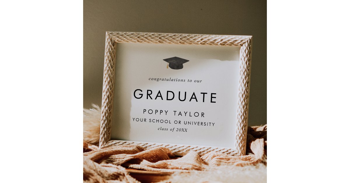 Chic Grad Cap Congratulations Graduate Poster | Zazzle