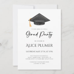 Chic Grad Cap Graduation Party Invitation | Zazzle