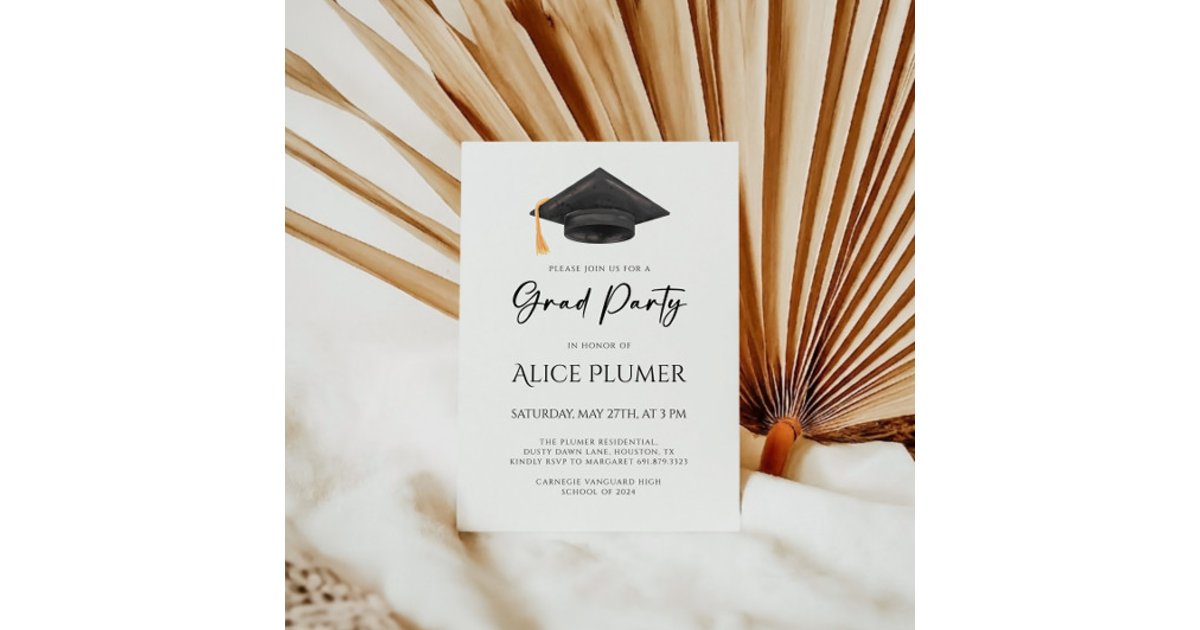 Chic Grad Cap Graduation Party Invitation | Zazzle