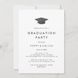 Chic Grad Cap Photo Double Graduation Party Invitation | Zazzle