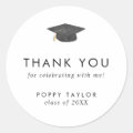 Chic Grad Cap Thank You Graduation Favor Sticker | Zazzle