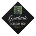 Chic Graduate Photo Black Gold Custom School Graduation Cap Topper | Zazzle