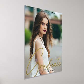 Chic Graduate Photo Trendy Script Graduation Gold Foil Prints | Zazzle