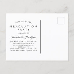 Chic Graduate Script Typography Graduation Party Invitation Postcard ...