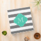 Chic Gray and Turquoise Striped Custom Monogram Binder | Zazzle