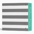 Chic Gray and Turquoise Striped Custom Monogram Binder | Zazzle