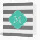 Chic Gray and Turquoise Striped Custom Monogram Binder | Zazzle
