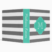 Chic Gray and Turquoise Striped Custom Monogram Binder | Zazzle