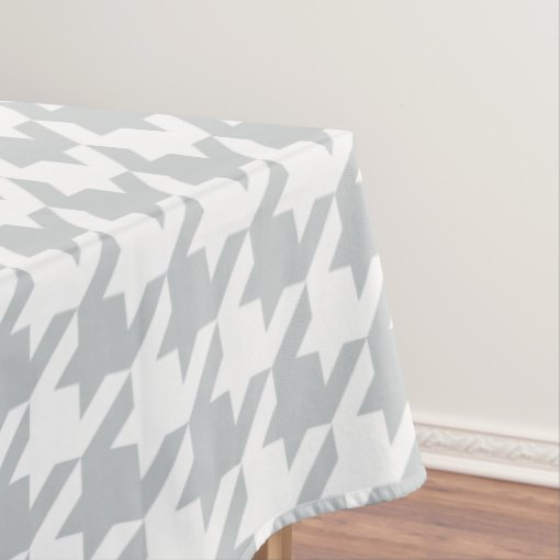 Chic gray dogtooth houndstooth pattern tablecloth | Zazzle