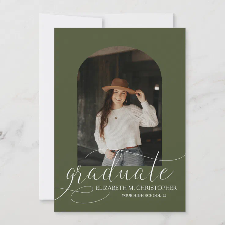 Chic Green Arch 5 Photo Collage Graduation Announcement | Zazzle
