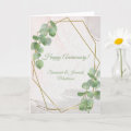 Chic Green Gold Greenery Customizable Anniversary Card | Zazzle
