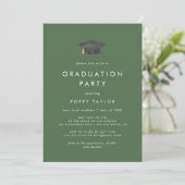 Chic Green Grad Cap Graduation Party Invitation | Zazzle