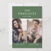 Chic Green Grad Cap Photo Double Graduation Party Invitation | Zazzle