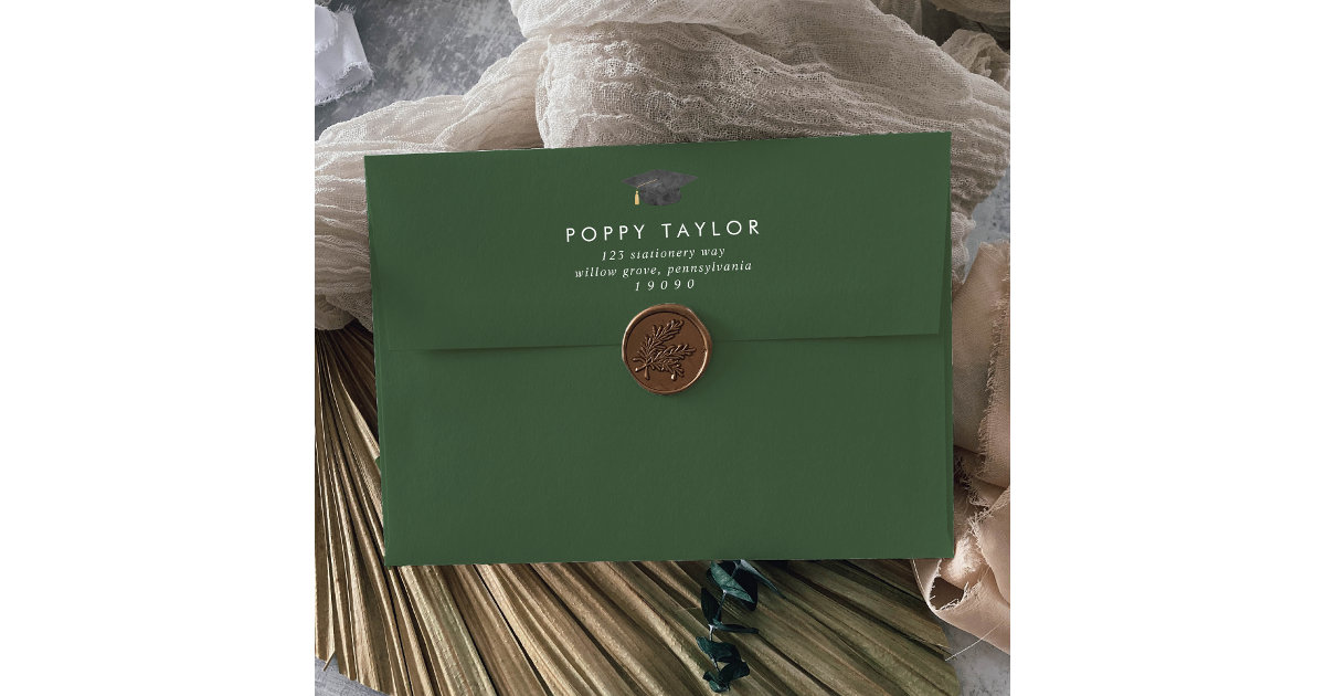 Chic Green Graduation Announcement Envelope | Zazzle