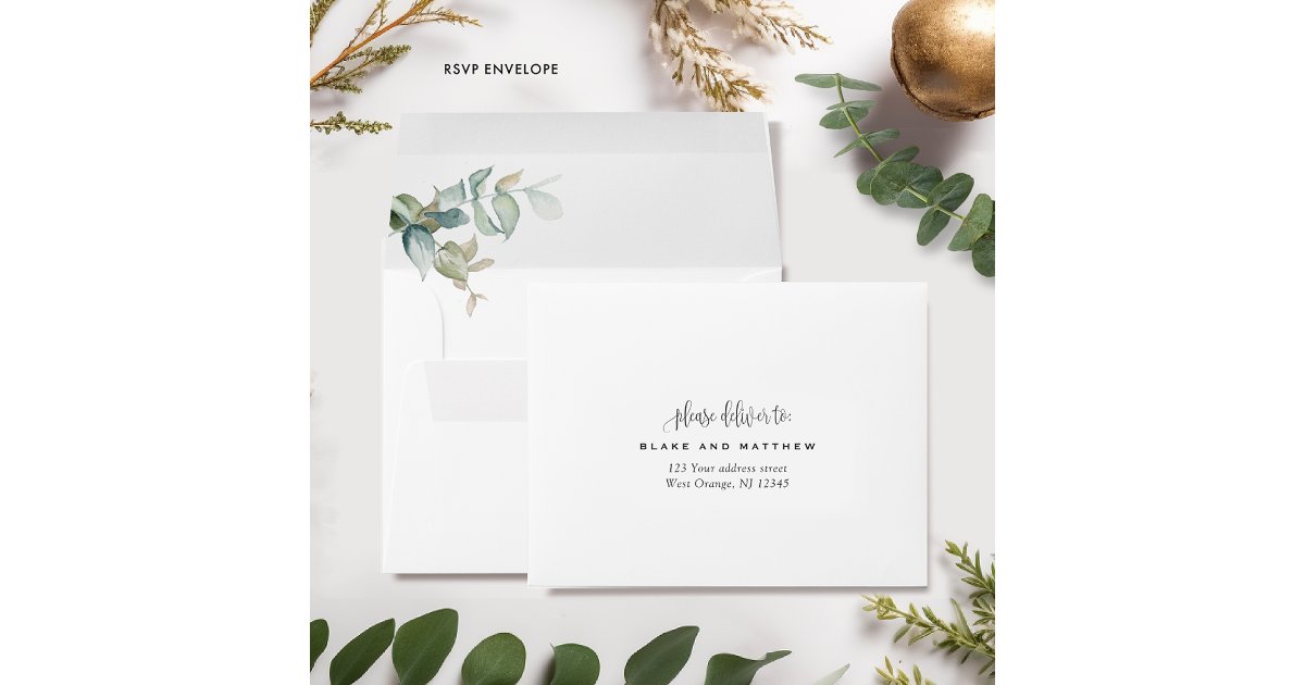 Chic Greenery RSVP Envelope with Return Address | Zazzle
