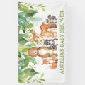 Chic Greenery Woodland Animals Welcome Backdrop Banner | Zazzle