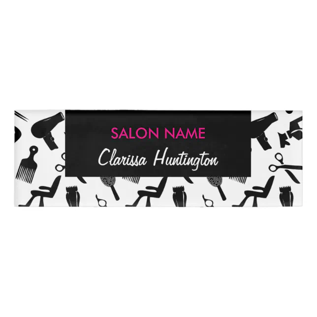Chic Hair Stylist Pattern Custom Name Name Tag | Zazzle