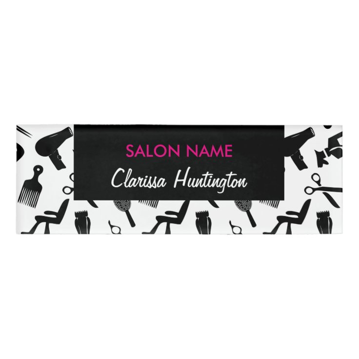 Chic Hair Stylist Pattern Custom Name Name Tag | Zazzle