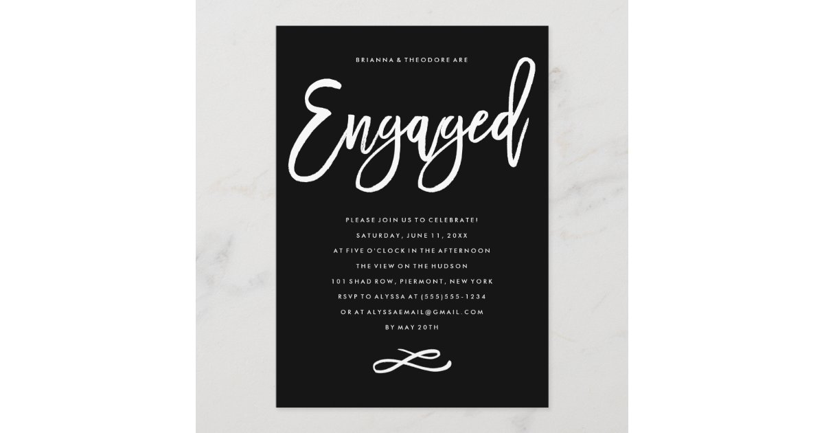 Chic Hand Lettered Engagement Party Invitation | Zazzle.com