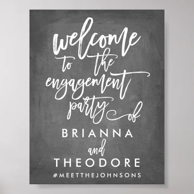 Chic Hand Lettered Engagement Welcome Sign | Zazzle