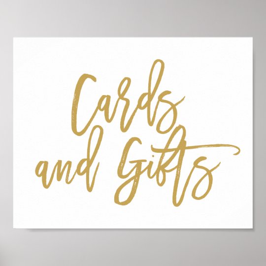 Chic Hand Lettered Gold Cards and Gifts Sign | Zazzle.com