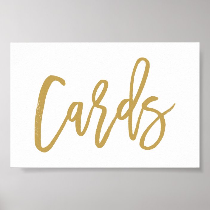 Chic Hand Lettered Gold Wedding Cards Poster | Zazzle.com