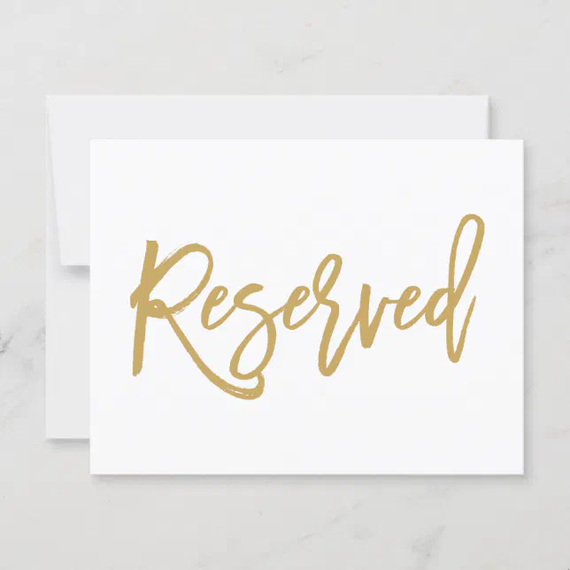 Chic Hand Lettered Gold Wedding Reserved Sign Invitation | Zazzle