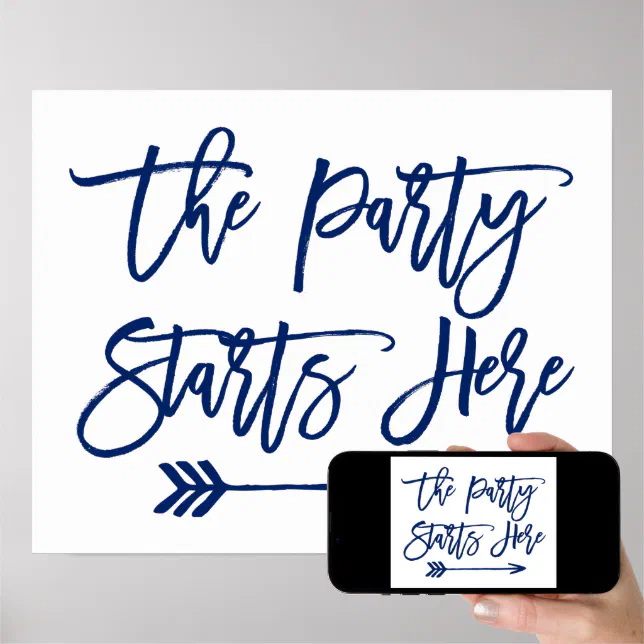 Chic Hand Lettered Sign | The Party Starts Here | Zazzle