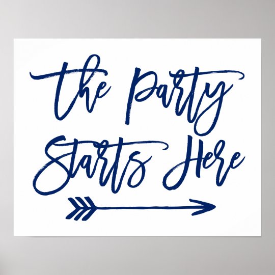 Chic Hand Lettered Sign | The Party Starts Here | Zazzle.com