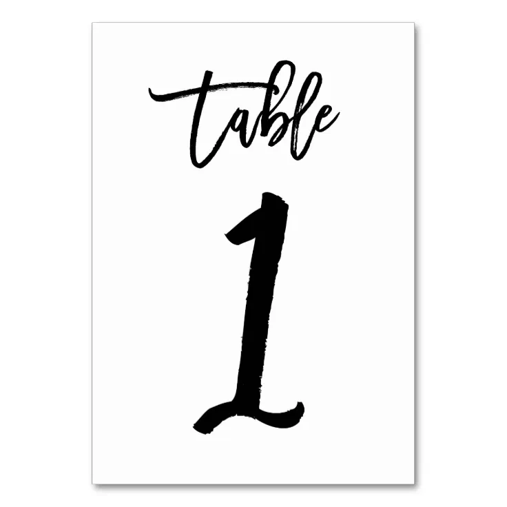 Chic Hand Lettered Table Number Card | Table 1 | Zazzle