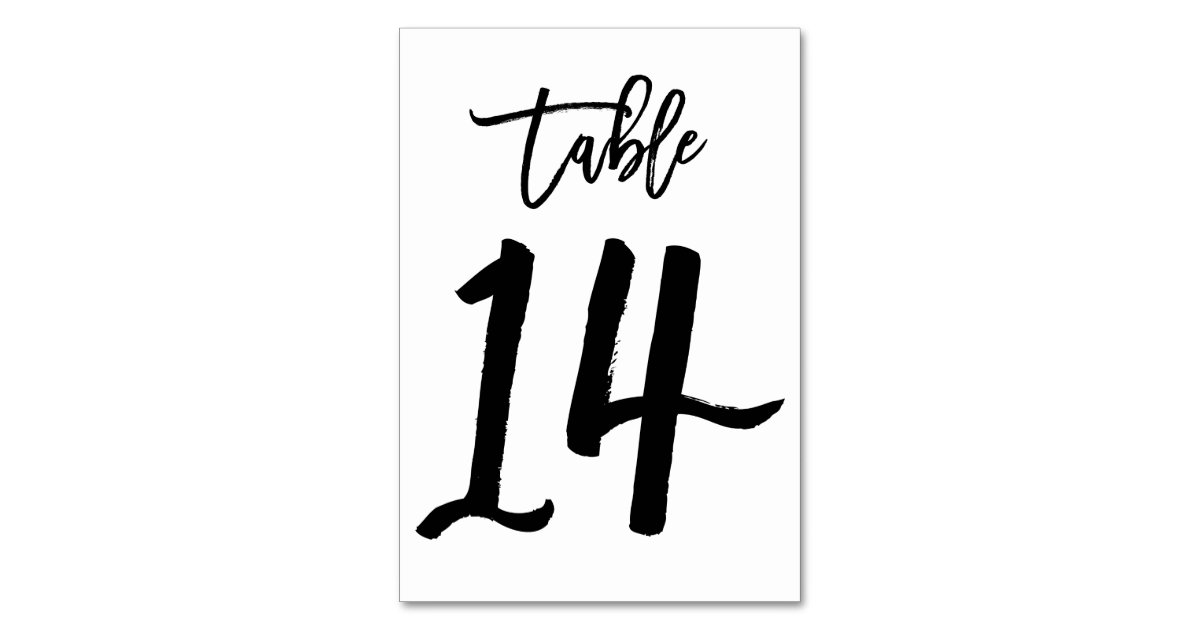 Chic Hand Lettered Table Number Card | Table 14 | Zazzle