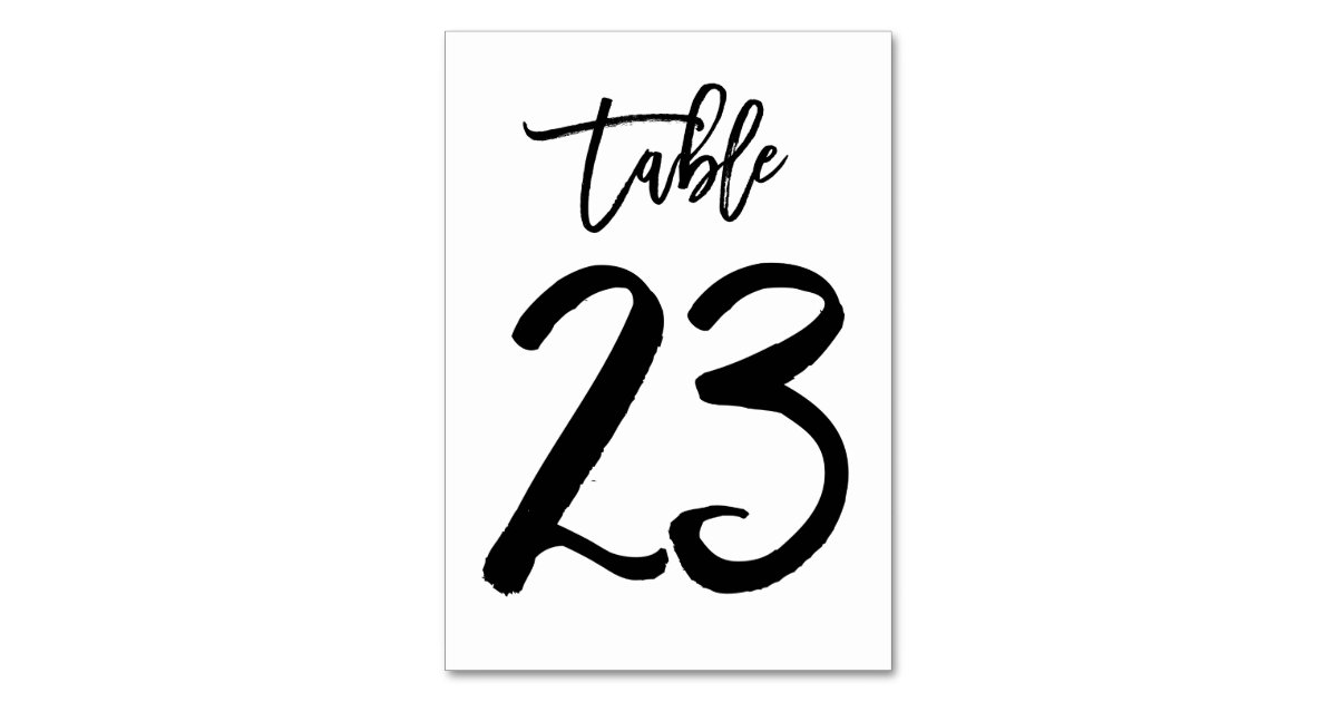 Chic Hand Lettered Table Number Card | Table 23 | Zazzle