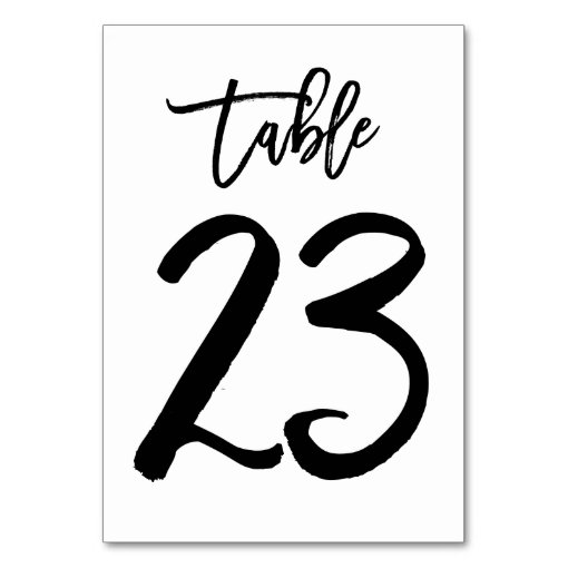 Chic Hand Lettered Table Number Card | Table 23 | Zazzle