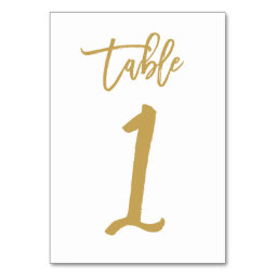 Chic Hand Lettered Table Number Gold | Table 1 | Zazzle