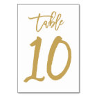 Chic Hand Lettered Table Number Gold | Table 10 | Zazzle
