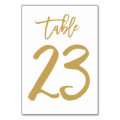 Chic Hand Lettered Table Number Gold | Table 23 | Zazzle