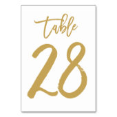 Chic Hand Lettered Table Number Gold | Table 28 | Zazzle