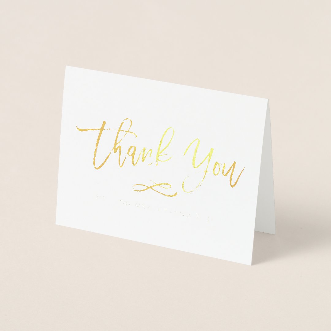 Chic Hand Lettered Thank You Card Gold Foil | Zazzle