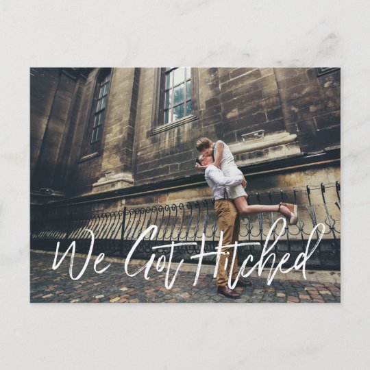Chic Hand Lettered We Got Hitched Announcement | Zazzle.com