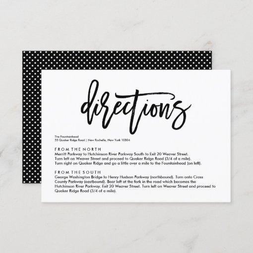 Chic Hand Lettered Wedding Directions Card | Zazzle