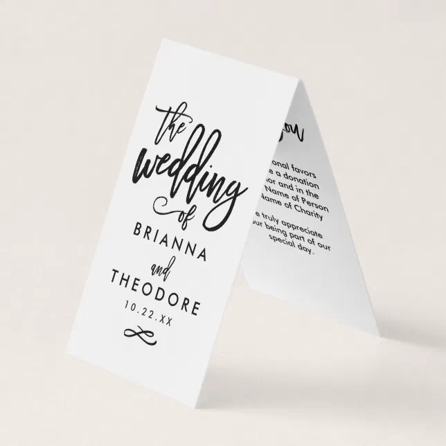 Chic Hand Lettered Wedding Favor Donation Cards | Zazzle