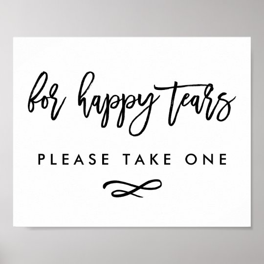 Chic Hand Lettered Wedding Happy Tears Print | Zazzle.com