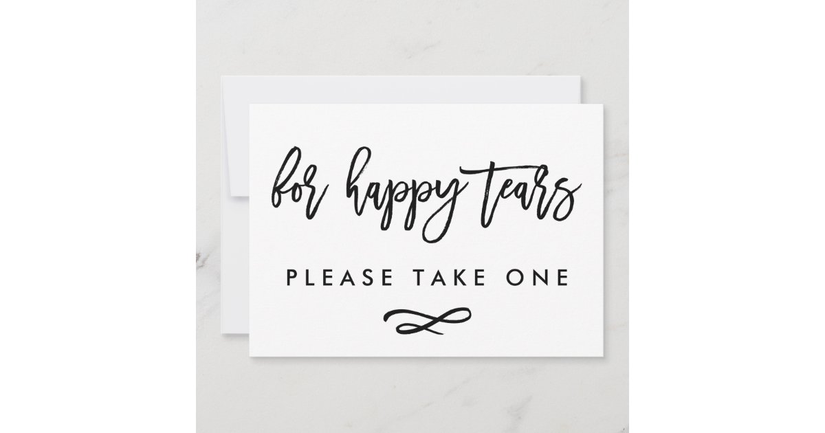 Chic Hand Lettered Wedding Happy Tears Print | Zazzle