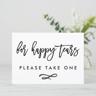 Chic Hand Lettered Wedding Happy Tears Print | Zazzle