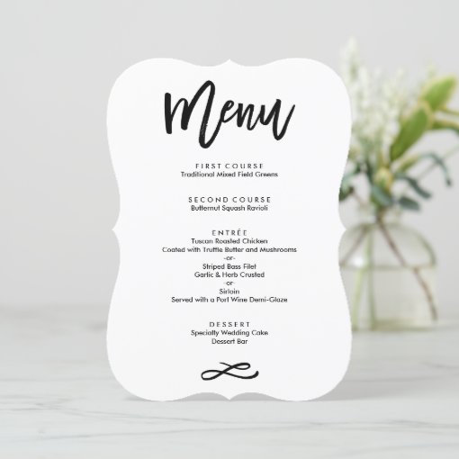 Chic Hand Lettered Wedding Menu | Zazzle