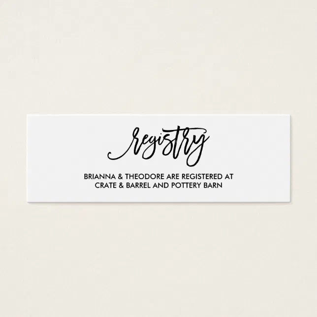 Chic Hand Lettered Wedding Registry Card | Zazzle