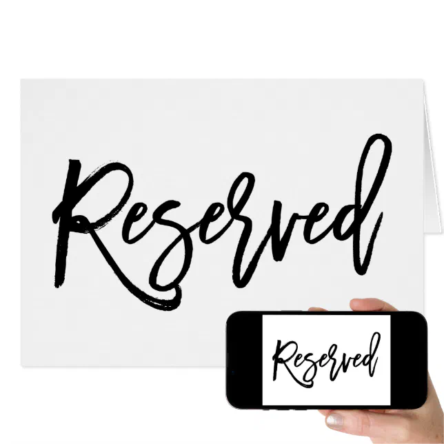 Chic Hand Lettered Wedding Reserved Sign Folded | Zazzle
