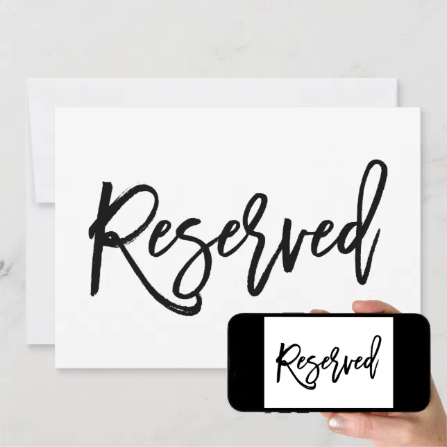 Chic Hand Lettered Wedding Reserved Sign Invitation | Zazzle