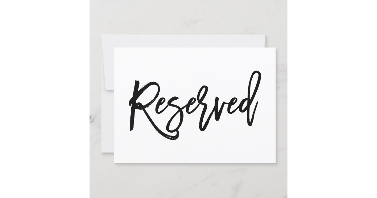 Chic Hand Lettered Wedding Reserved Sign Invitation | Zazzle