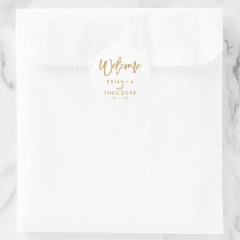 Chic Hand Lettered Wedding Welcome Sticker | Zazzle